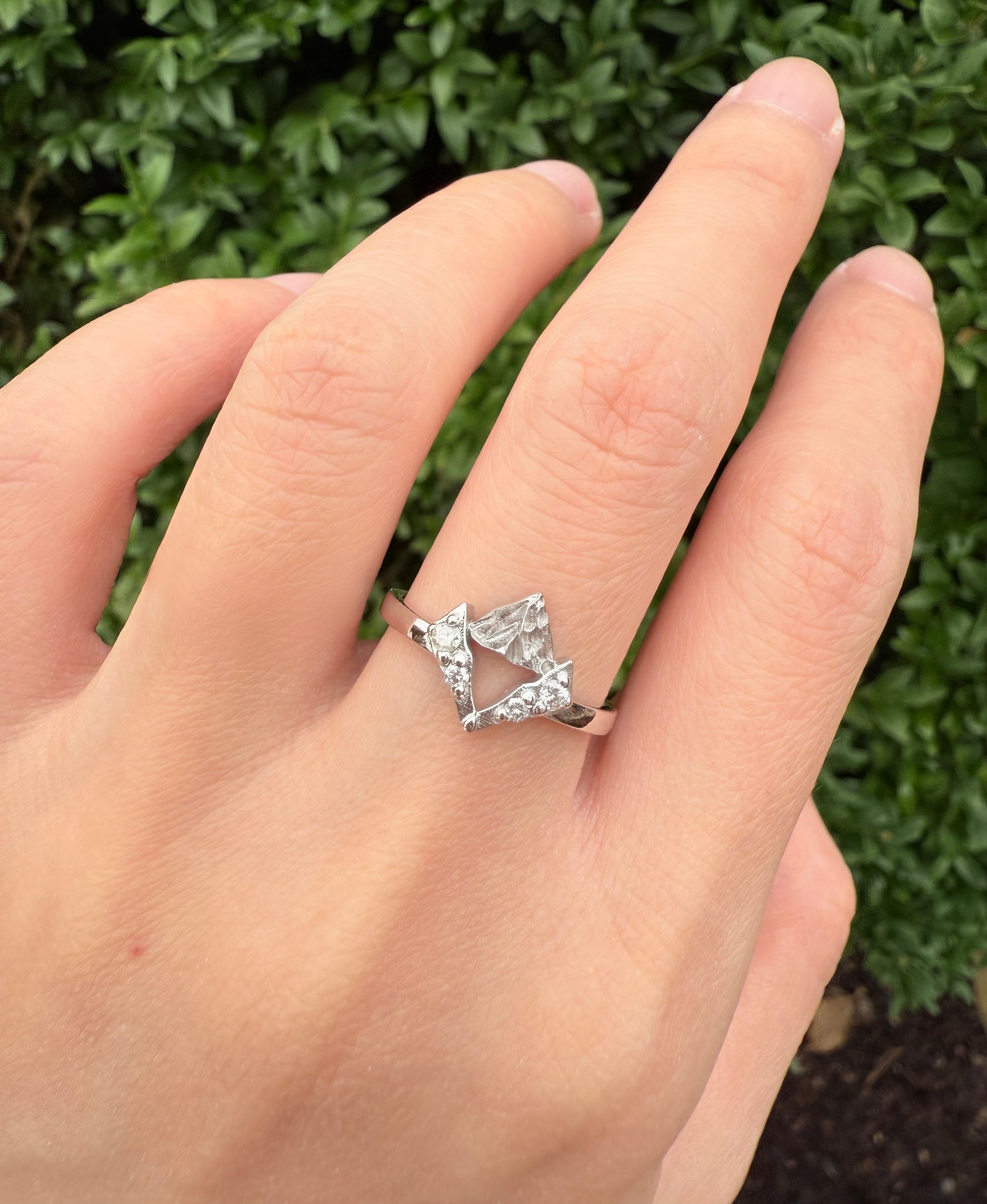 Alpenglow Mountain ring with Diamond, Unique Diamond Engagement Ring,