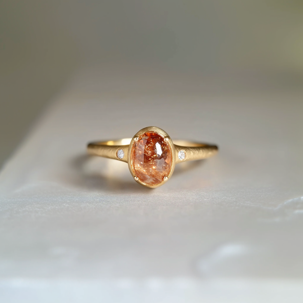 Golden Horizon Sunstone Engagement ring, Handcrafted Sunstone Ring ...