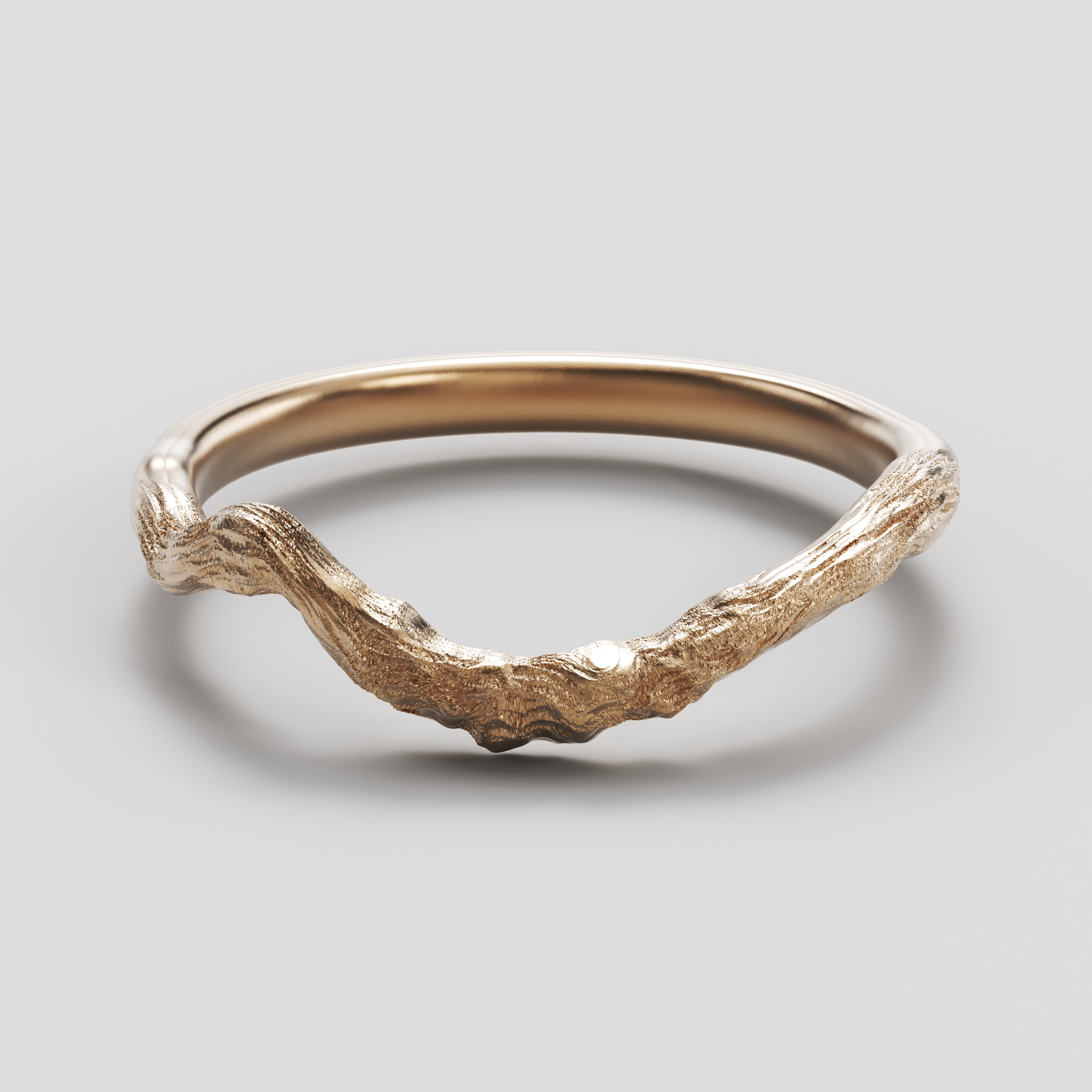 14k Gold Stacking Twig Wedding Ring, Wedding Matching Band Nature Insp