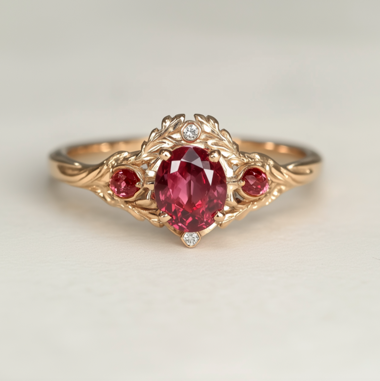Scarlet Vine Ruby Ring, Vintage Style Ruby Ring, Oval Ruby engagement