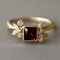 Solid Gold Red Square Garnet Ring, Red Garnet engagement ring, Garnet