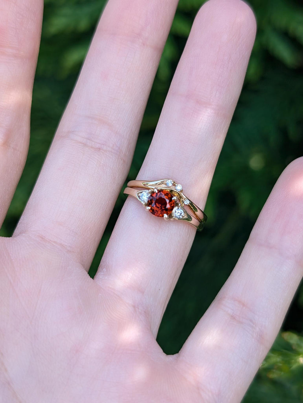 Burning Rose Garnet Ring, Dainty Garnet engagement ring, Garnet Ring